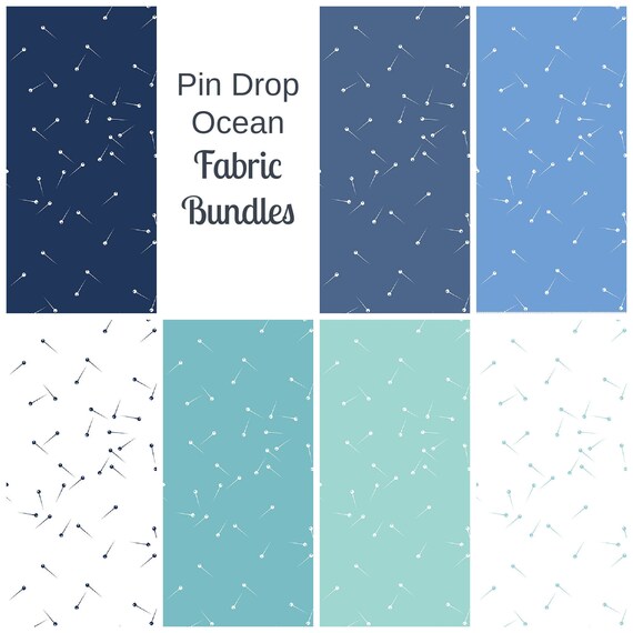 Pin Drop Ocean Blue and Teal 7 Fat Quarter Bundle | Etsy