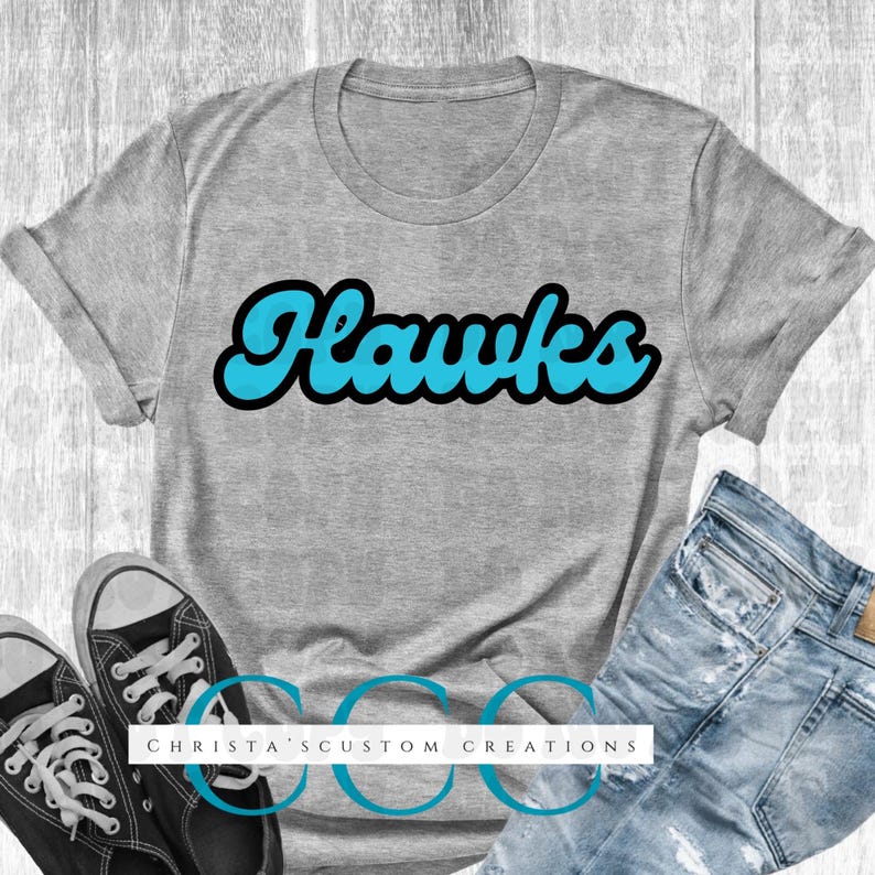 Hawks Retro Script PNG: Blue & Black Team Spirit Design (digital ...
