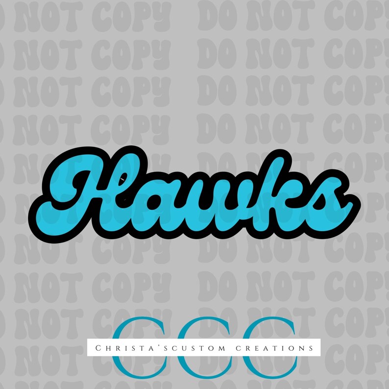 Hawks Retro Script PNG: Blue & Black Team Spirit Design (digital ...