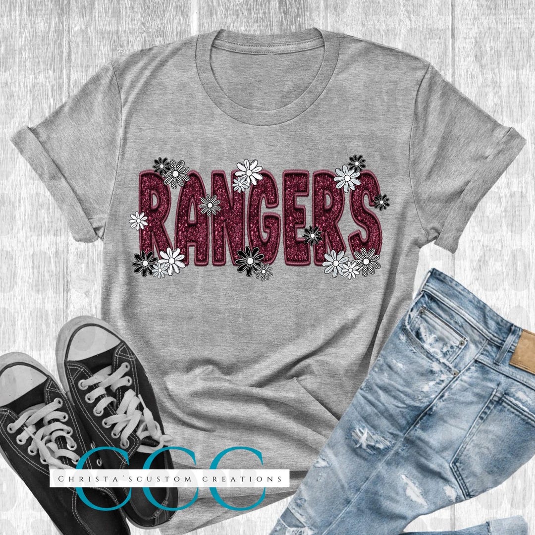 Rangers Faux Glitter Maroon Floral Png School Spirit Rangers - Etsy