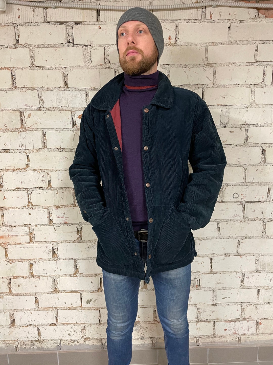 Vintage Marlboro Velvet Jacket for Men, Winter Warm Jacket, Classic ...