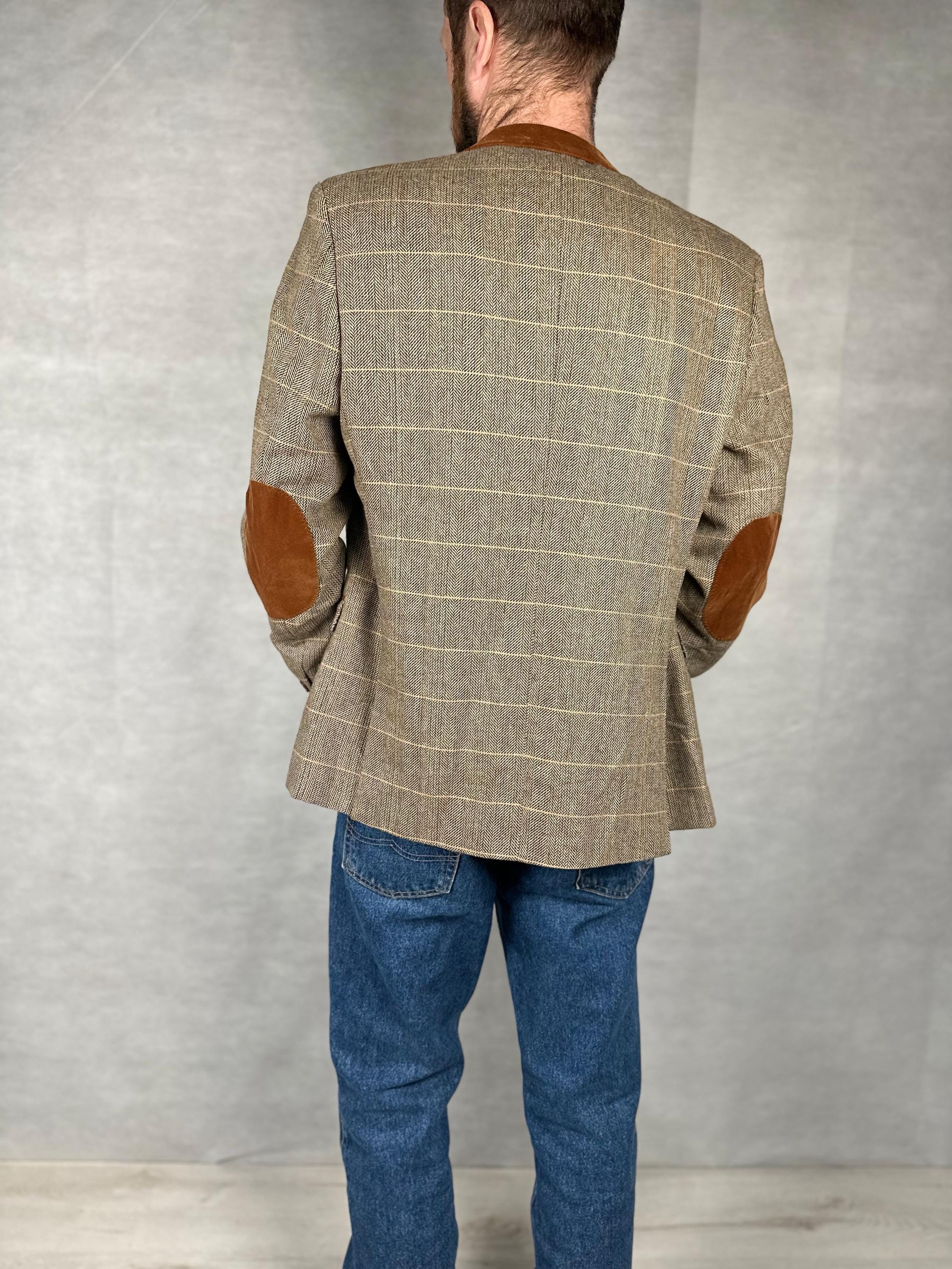 DX7 - Tan Tweed Check Blazer, Vintage English Blazer, Classic English ...