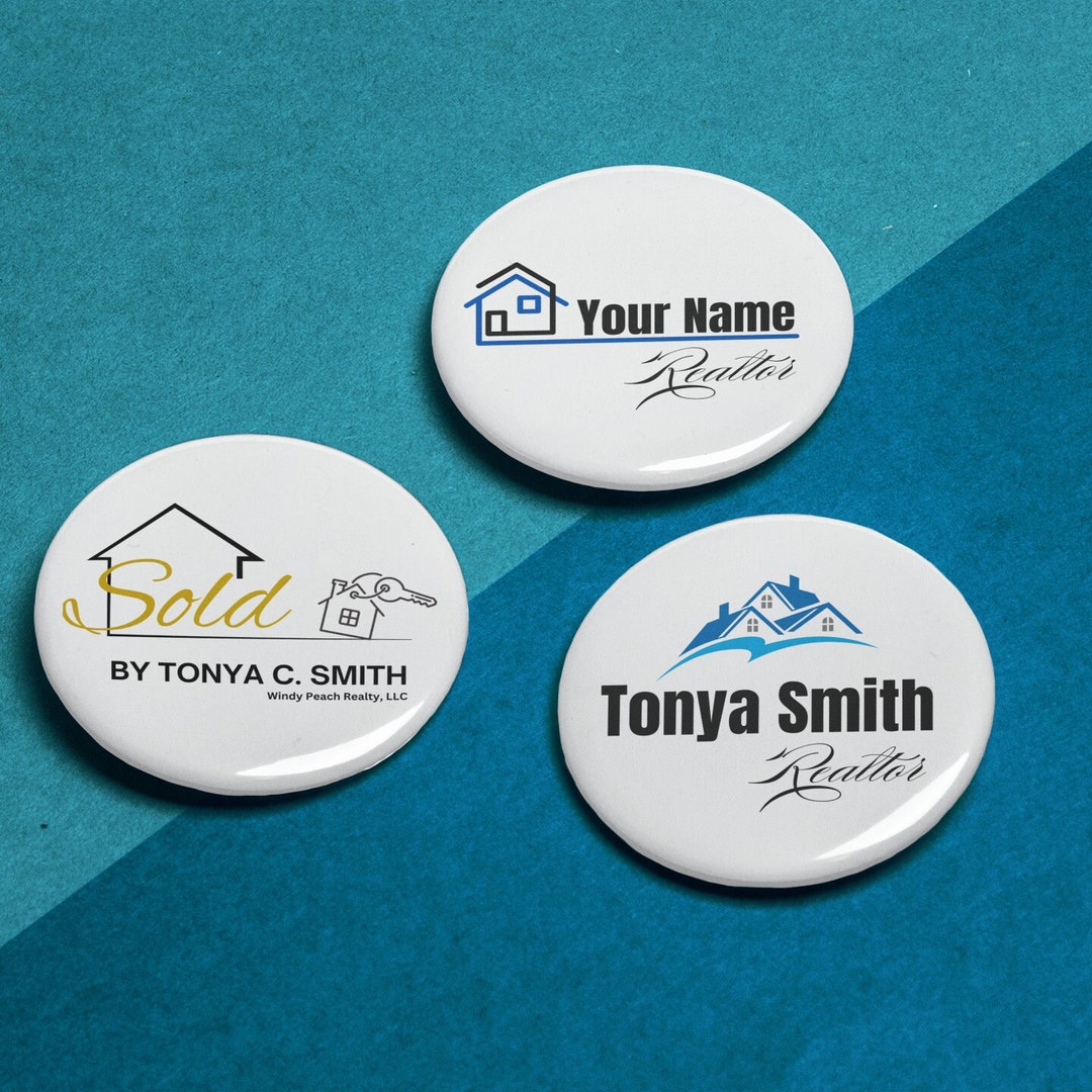 Personalized Realtor Pin Buttons, Custom Real Estate Agent Pin Buttons ...