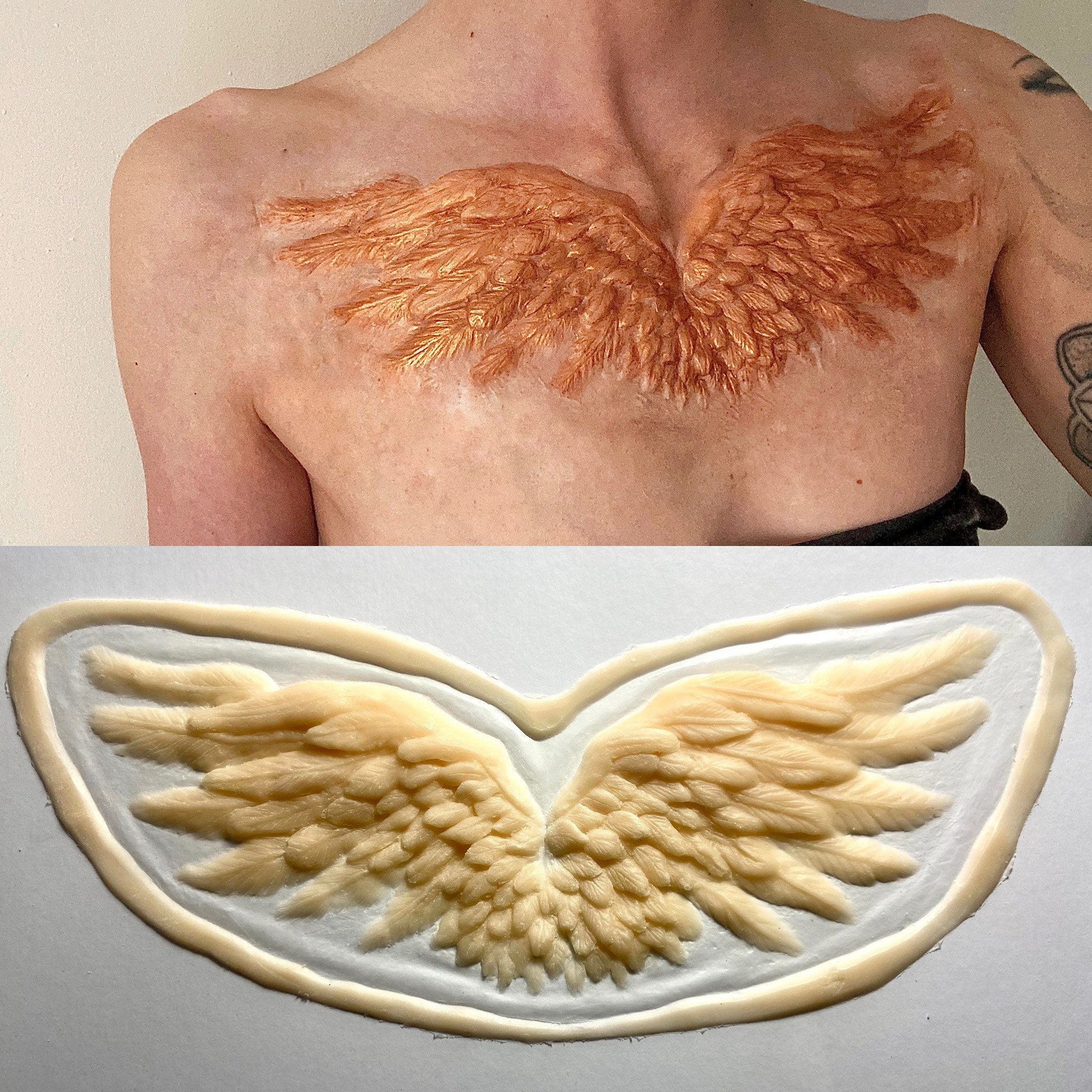 Feathered wings prosthetic / chest piece / halloween / cosplay | Etsy