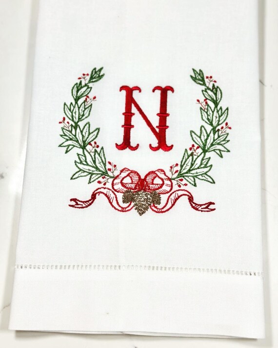 Embroidered Personalized Christmas Guest Towel Tea Towel - Etsy