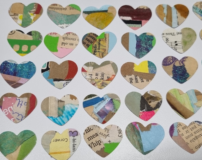50 X Small Scrap Paper Heart Embellishments - Etsy