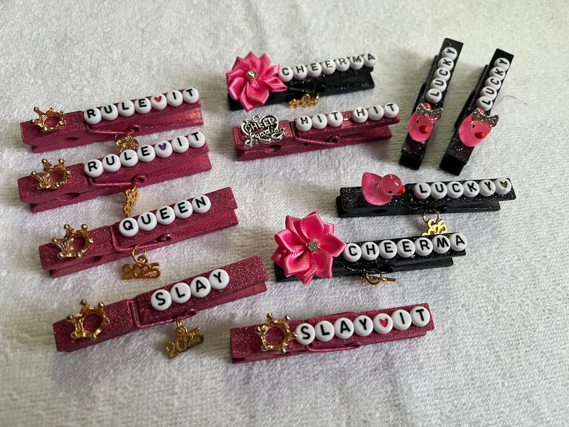 Spirit Cheer Pins— Handmade Glitter Spirit Pins Good Luck Pins Pin Me ...