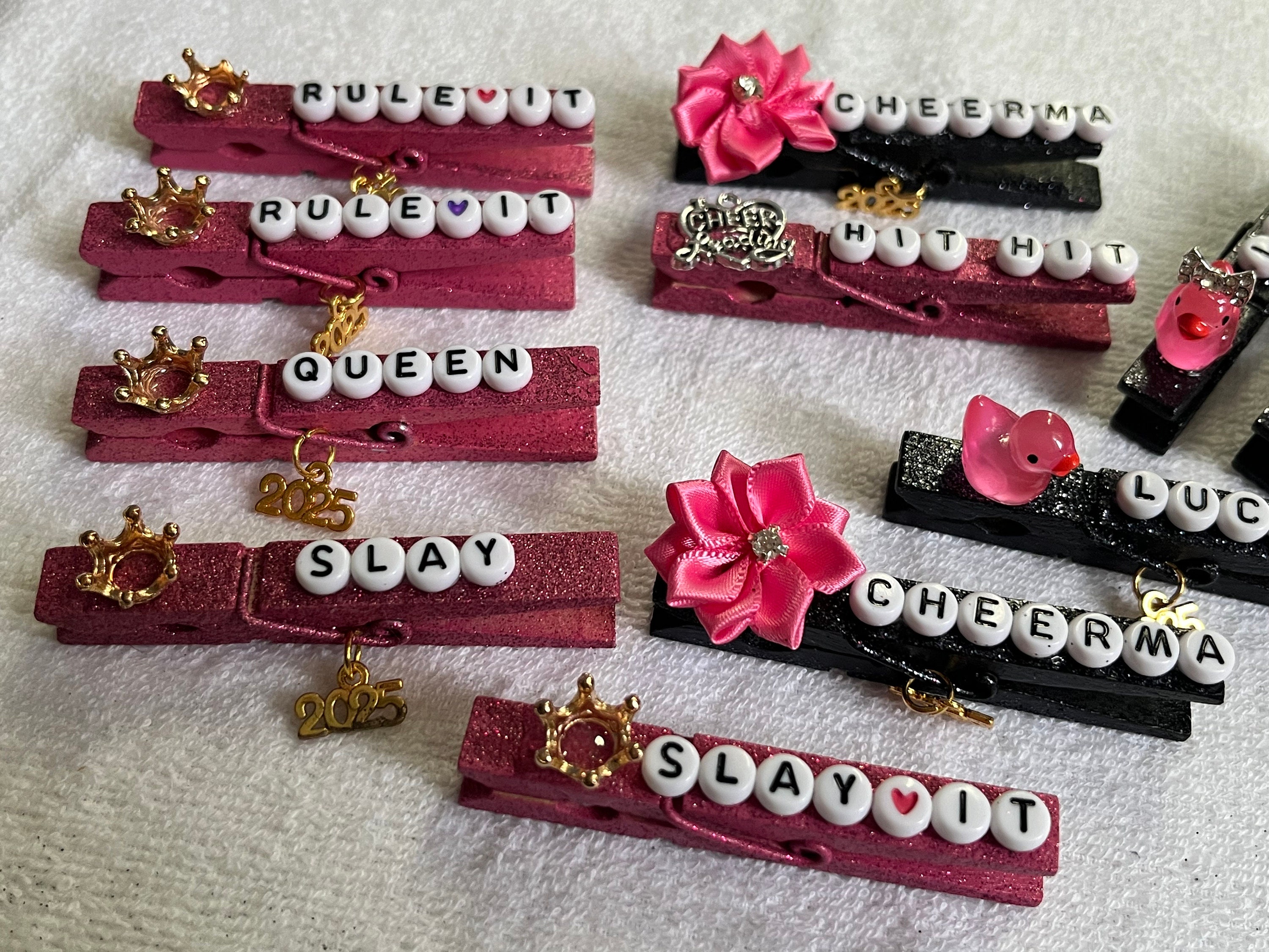 Spirit Cheer Pins— Handmade Glitter Spirit Pins Good Luck Pins Pin Me ...