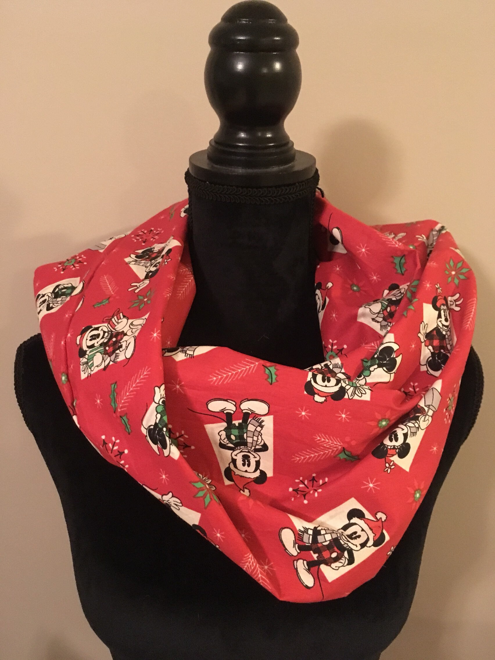 Disney Mickey and Minnie Mouse Red Christmas Infinity Scarf sold by ...
