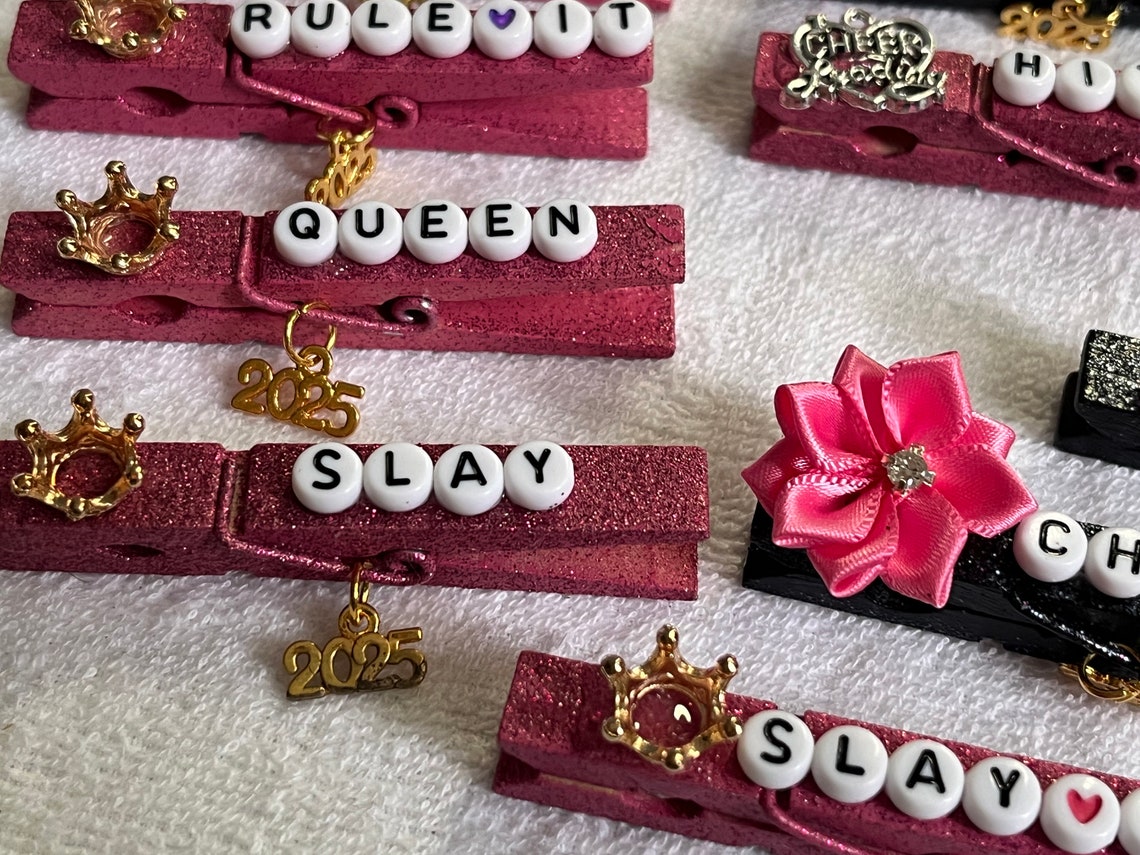Spirit Cheer Pins— Handmade Glitter Spirit Pins Good Luck Pins Pin Me ...