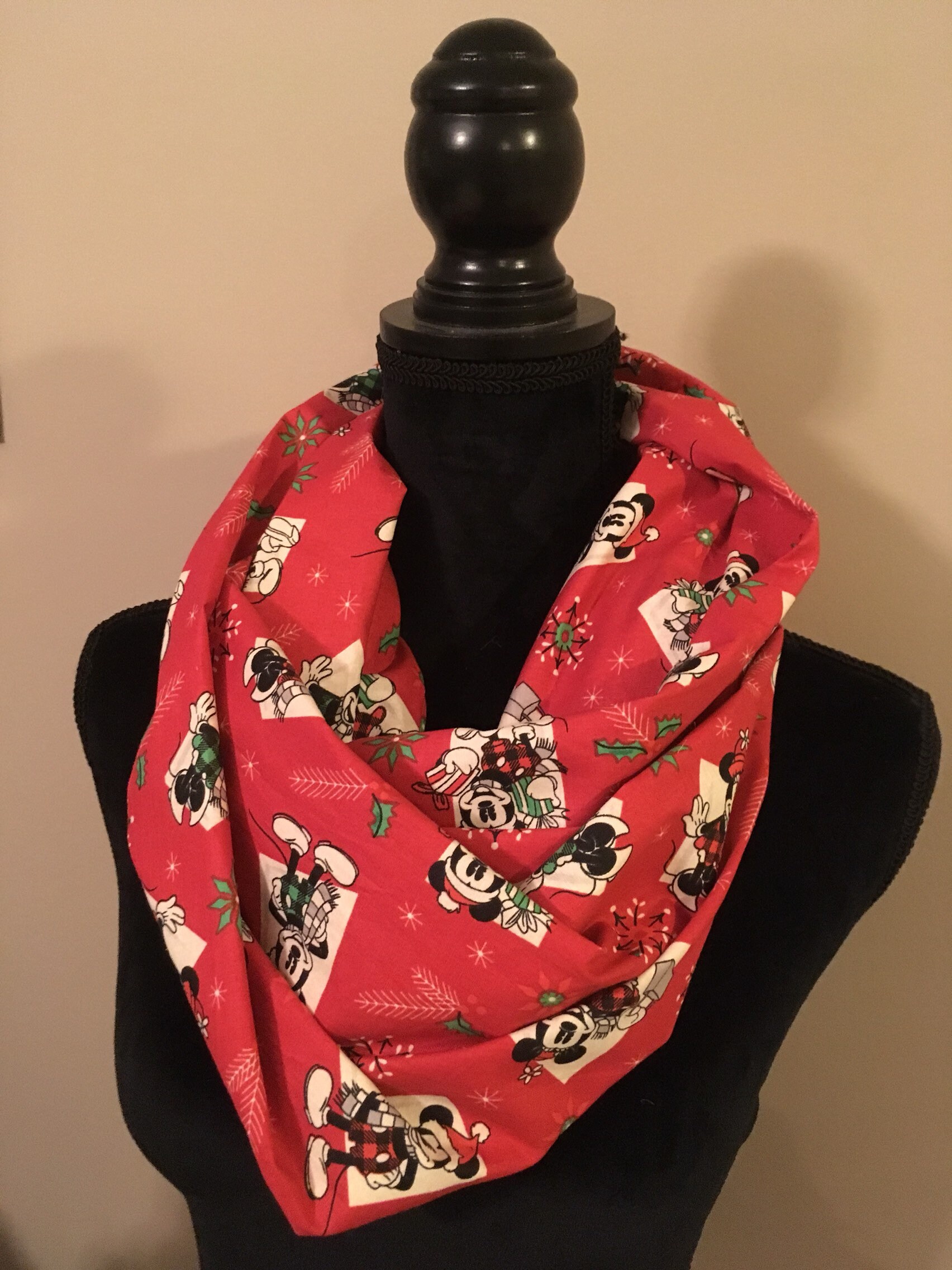 Disney Mickey and Minnie Mouse Red Christmas Infinity Scarf sold by ...