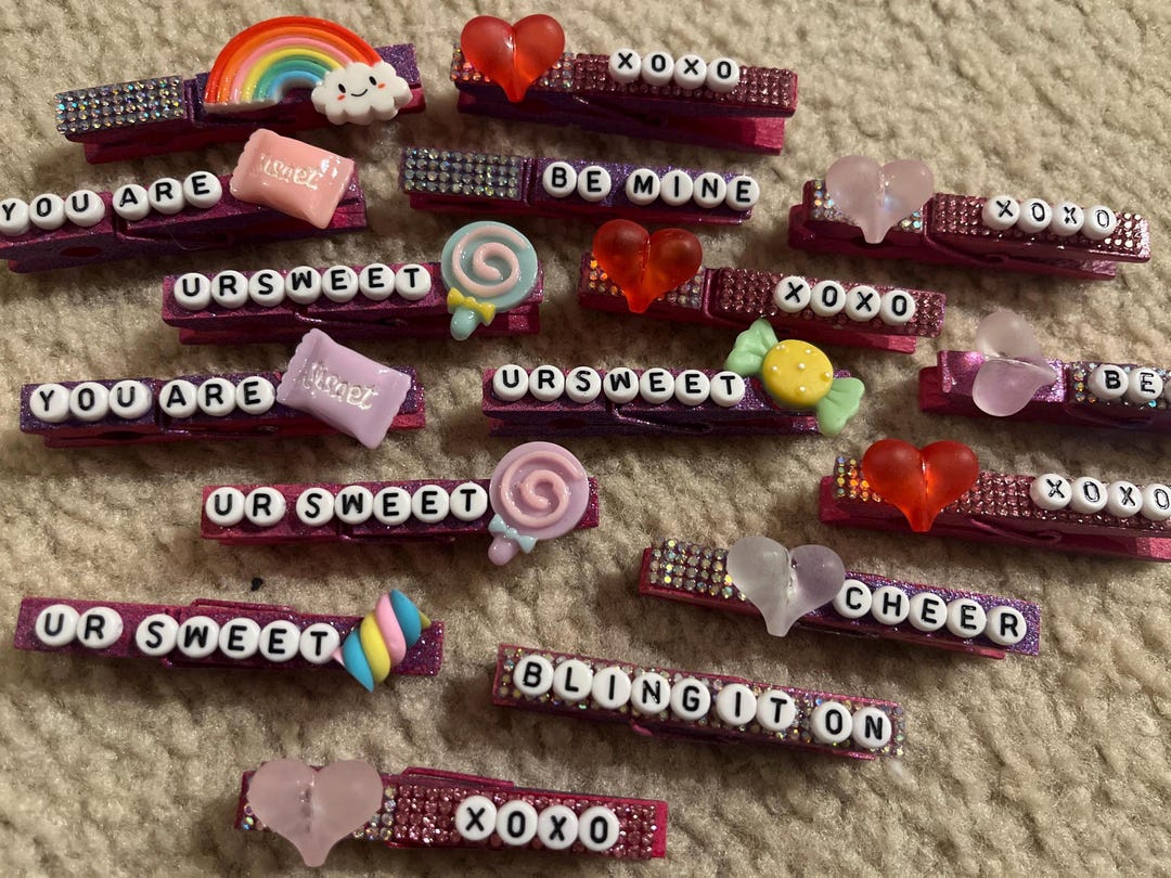 Spirit Cheer Pins Handmade Glitter Spirit Pins Good Luck Pins Pin Me ...