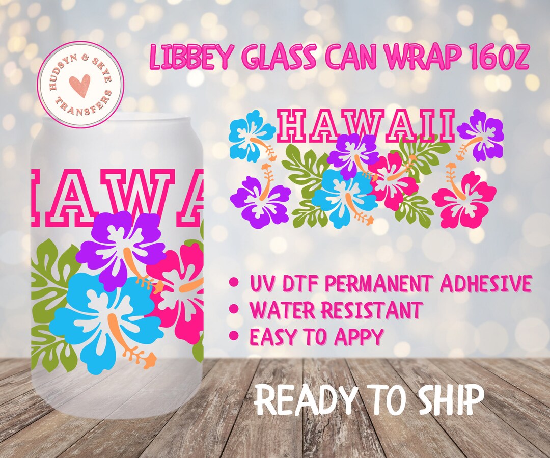 Hawaii and Hibiscus UV DTF Transfers Colorful Flowers Cup Wrap Cup Wrap ...