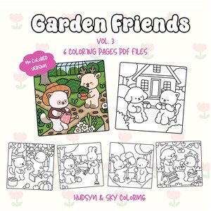 Garden Friends Coloring Pages: Simple Art, Kids & Adults (PDF Download ...