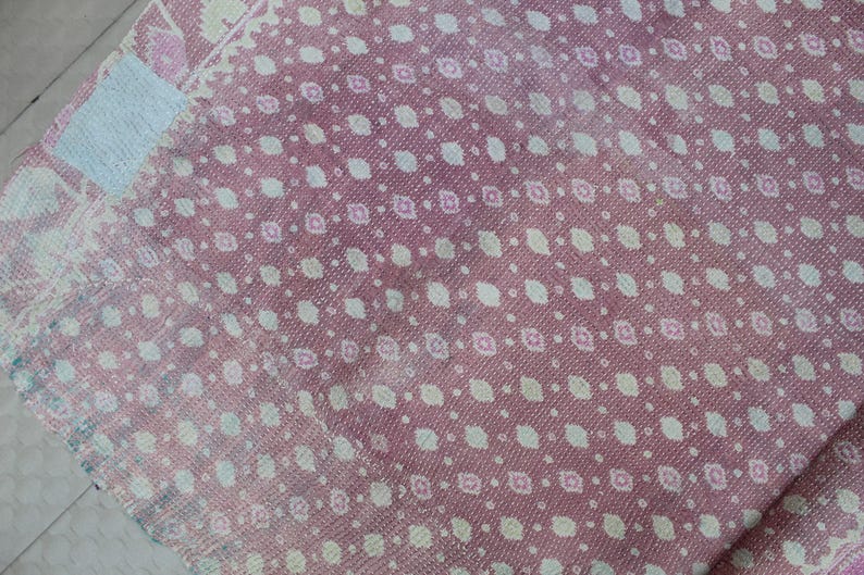 Heavy Vintage Kantha Quilt Throw Blanket | Thick Handmade Patchwork ...