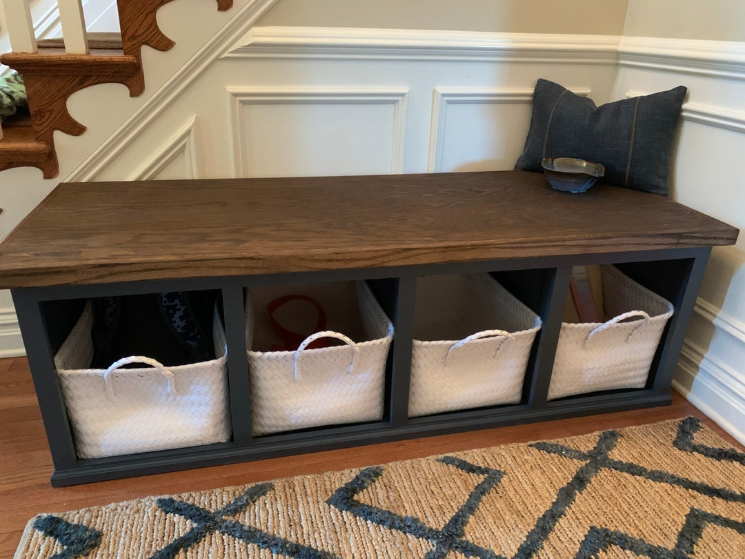 Farmhouse Entryway Bench: Custom Mudroom Shoe Storage - Etsy