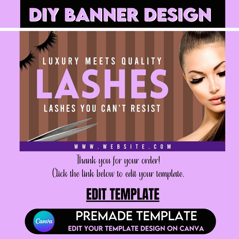 Editable Lash Website Banner Template | Canva, Wix, Shopify (digital ...