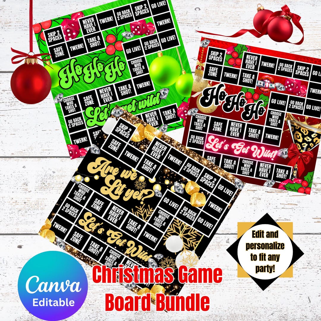 Editable Christmas Game Board Bundle | Canva Template | Funny Adult ...