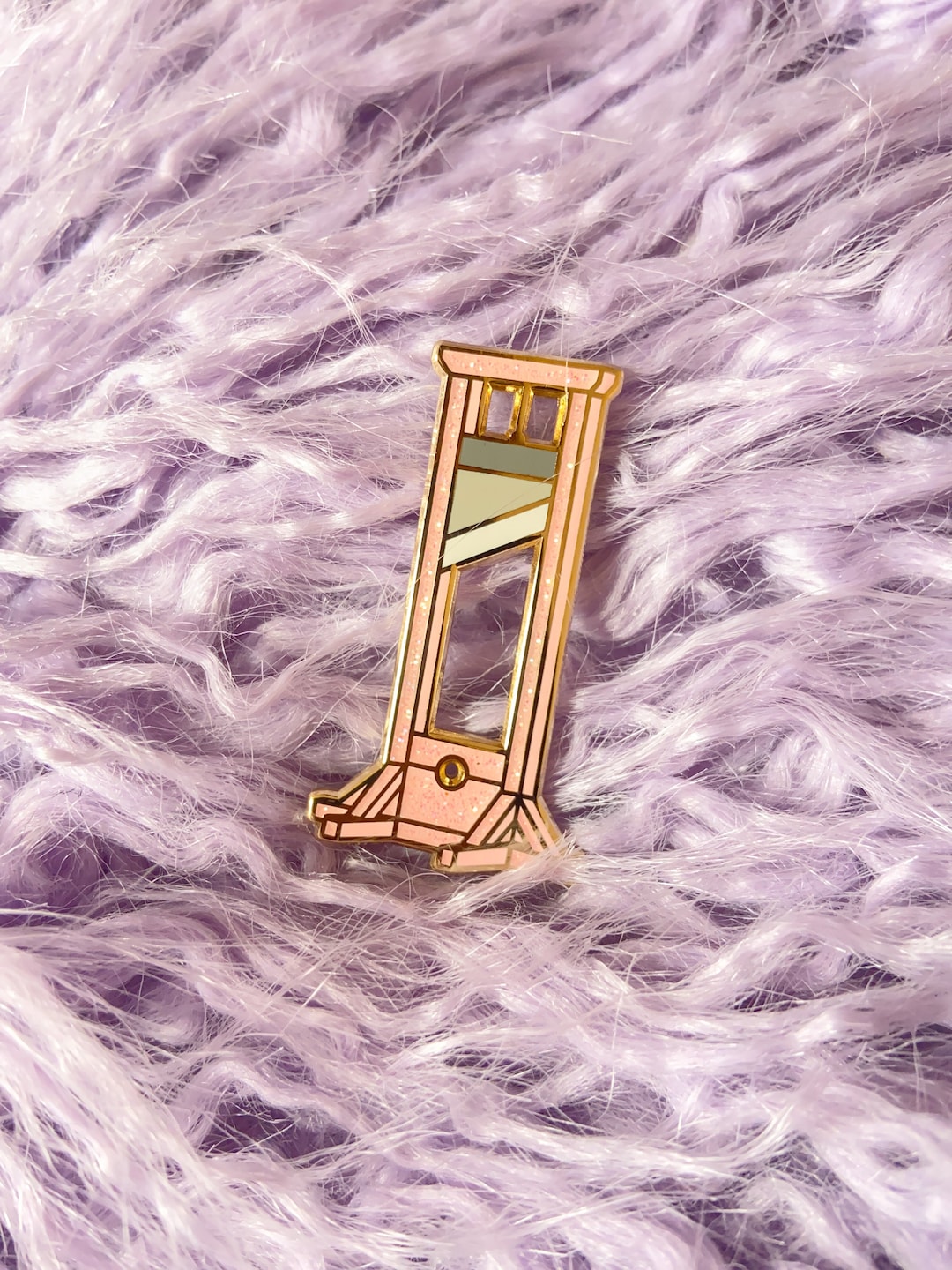 Pink Glitter Guillotine Enamel Pin - Etsy