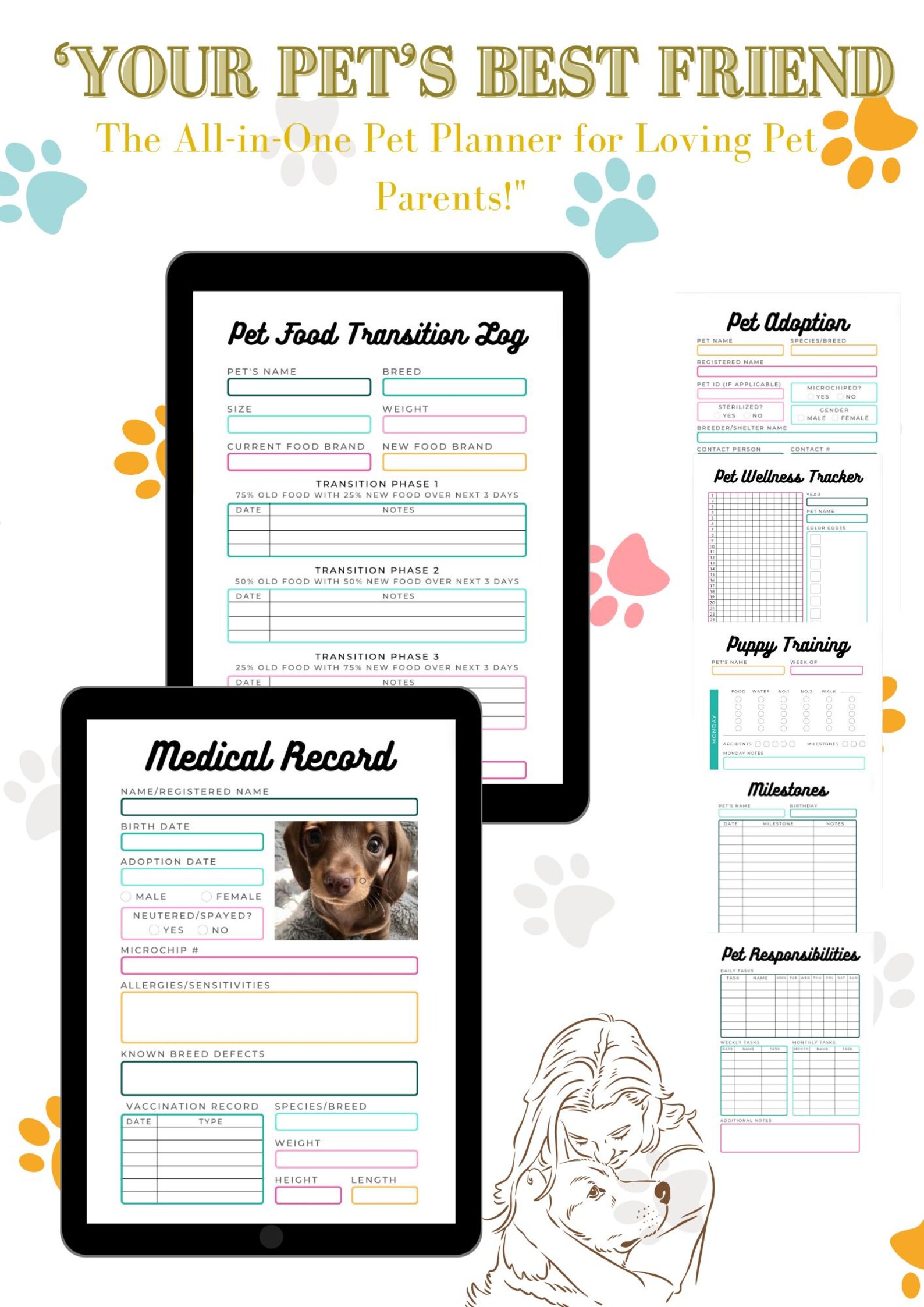 All in One Pet Care Planner Printable Pet Workbook Pet Checklists Pet ...