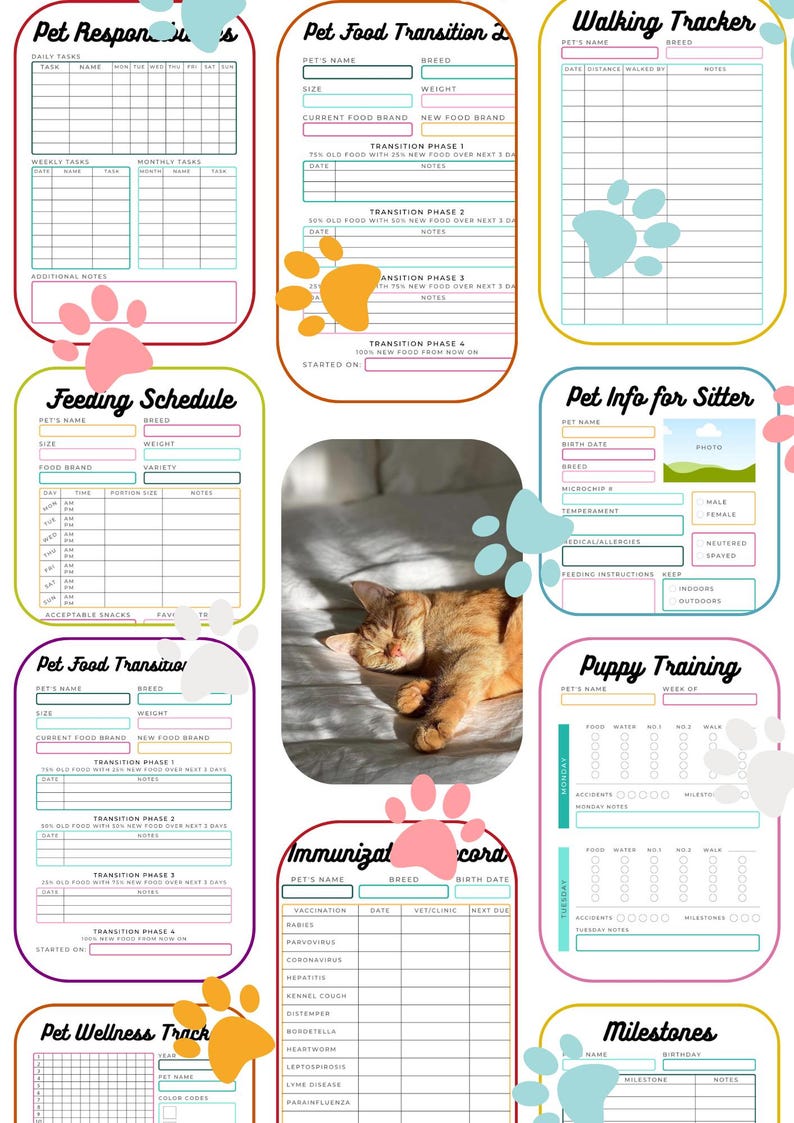 All in One Pet Care Planner Printable Pet Workbook Pet Checklists Pet ...