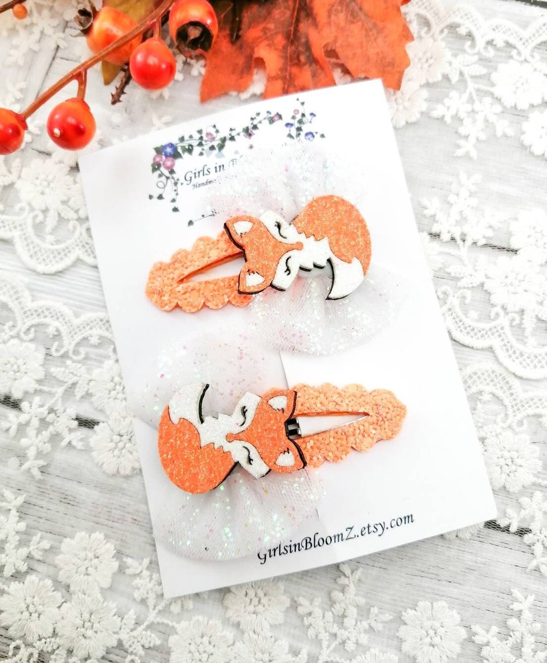 Fox Hair Clip-fall Hair Clips-small Hair Clips-fringe Clips-glitter ...