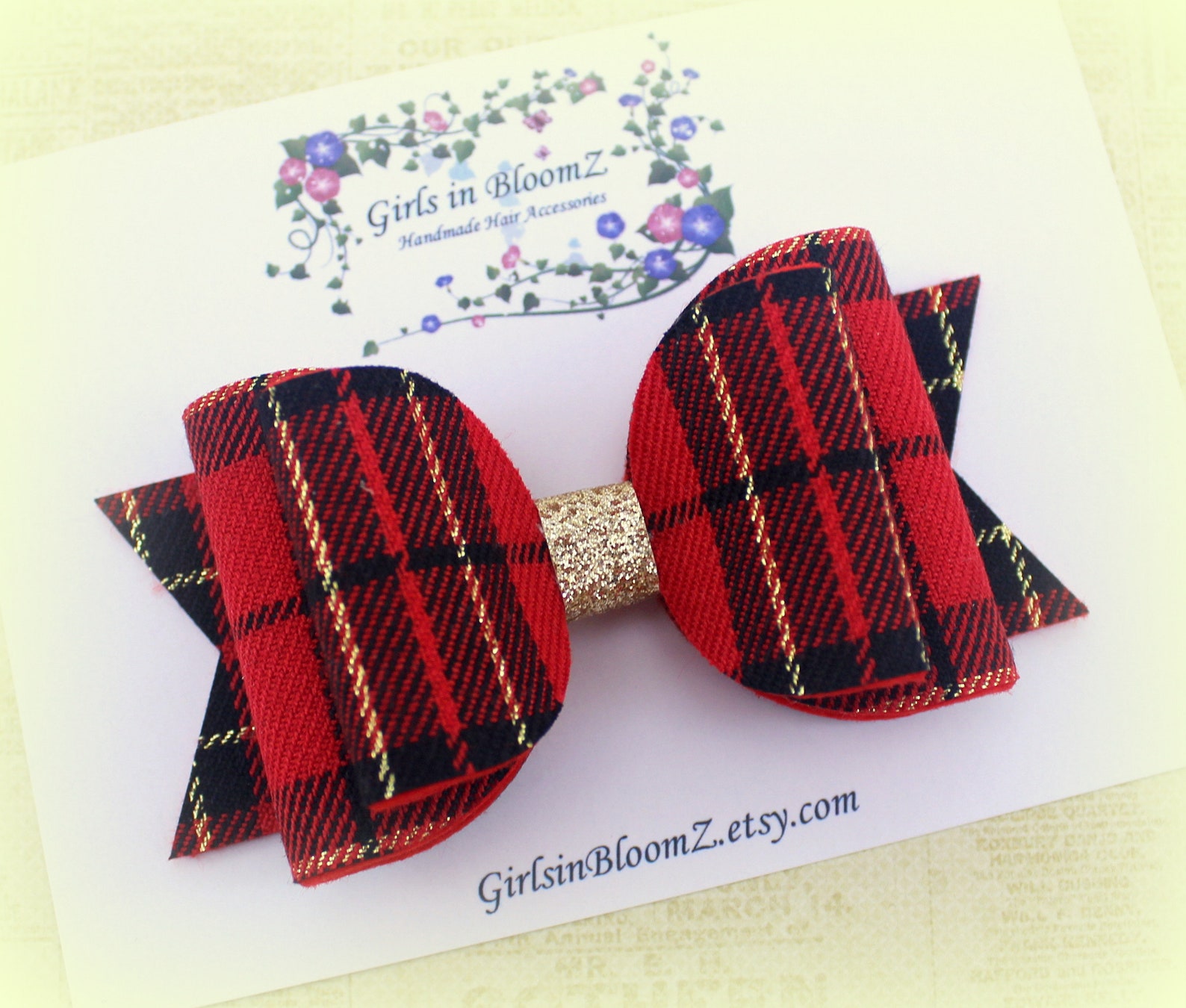 Red Tartan Hair Bow/christmas Hair Bow/toddler Bow - Etsy