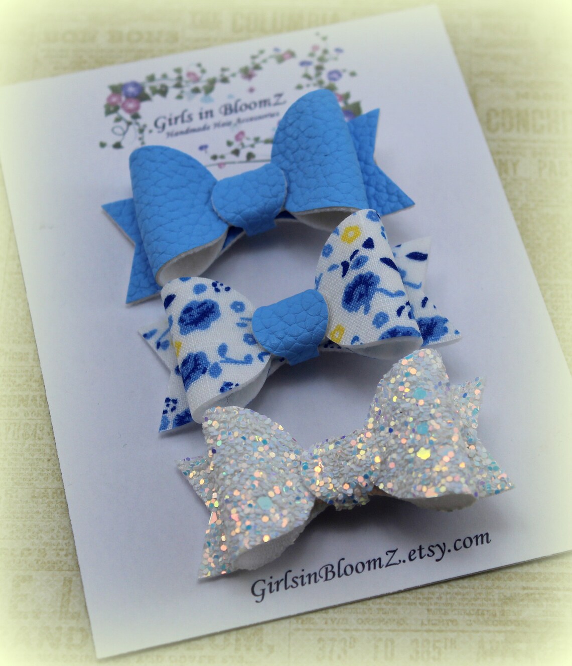Small Hair Bows/girls Hair Bows/blue Hair Bows/gift for - Etsy
