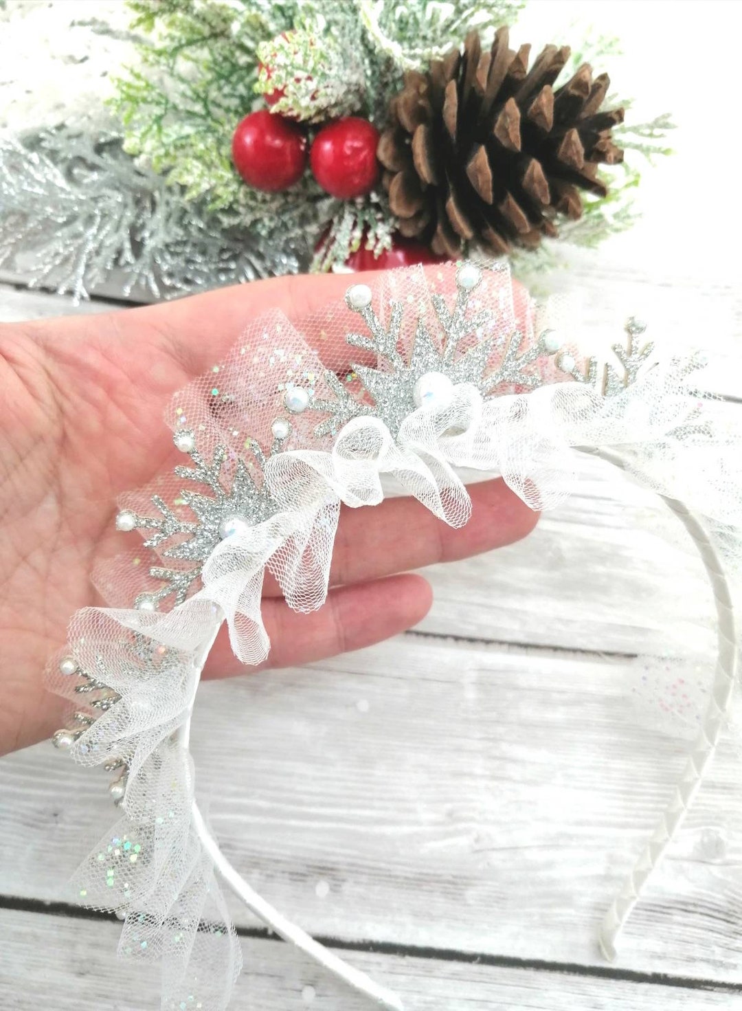 Snowflake Glitter Headband-winter Onderland Headband-christmas Headband ...
