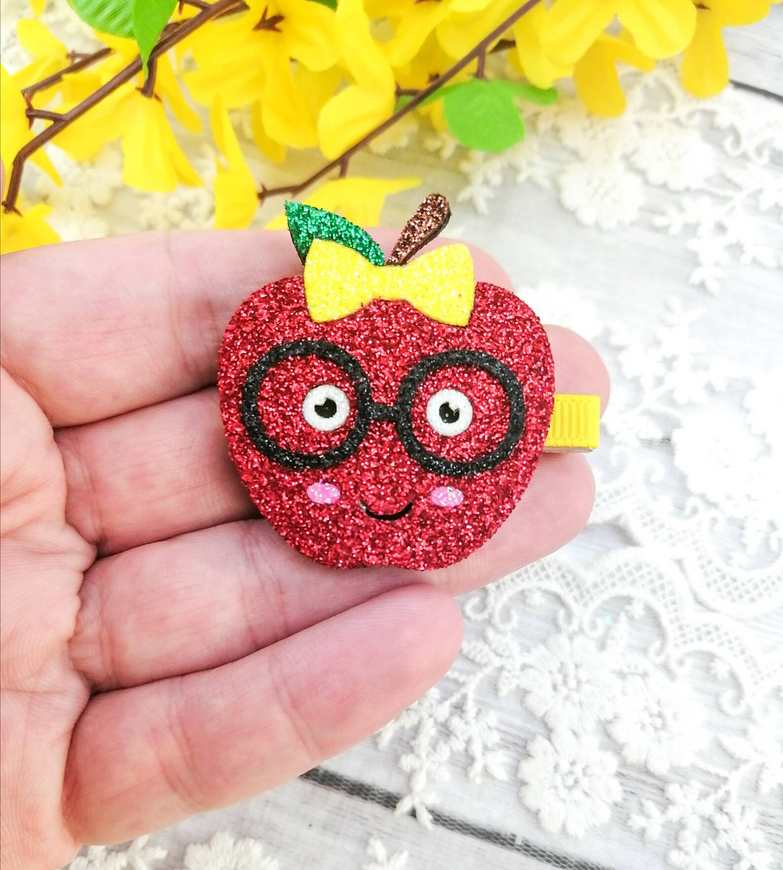 Back to School Hair Clips/nerd Apple Hair Clip/crayons Hair - Etsy