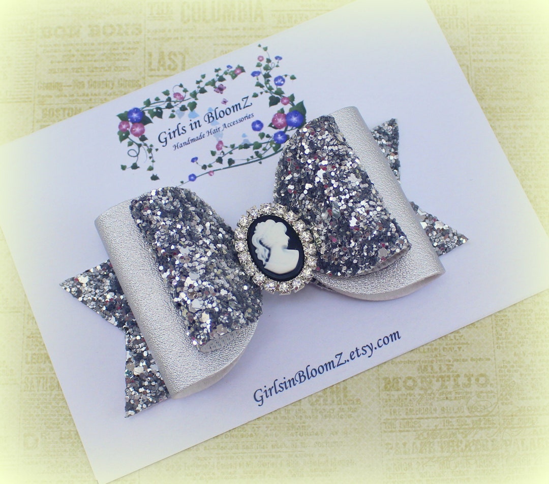 Silver Glitter Hair Bow: Girl's Sparkly Headband - Etsy