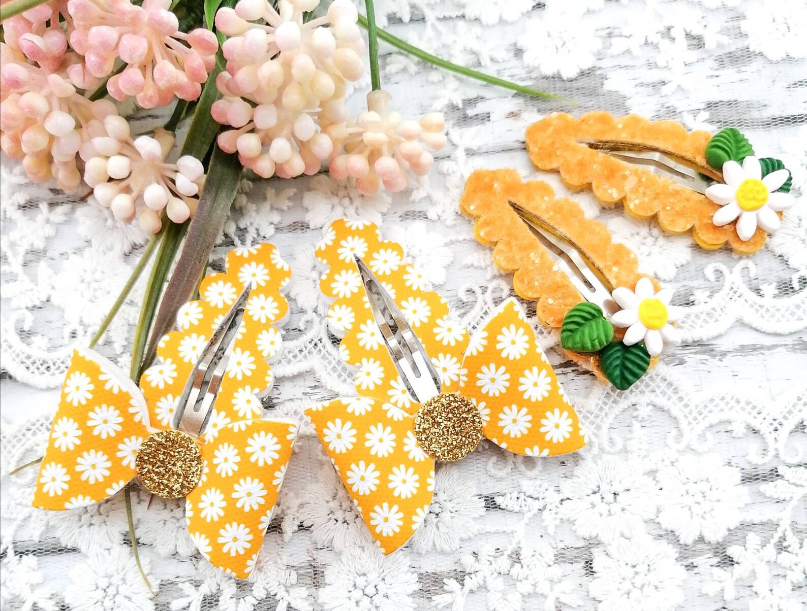 Snap Clips Set-small Hair Clips-glitter Snap Clips-daisy Hair Clips ...