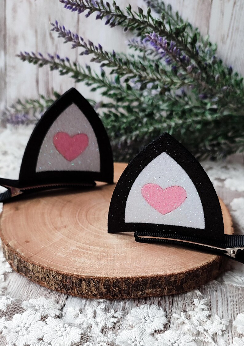 Kitty Ear Hair Clips: Handmade Glitter Cat Ears, Non-slip - Etsy