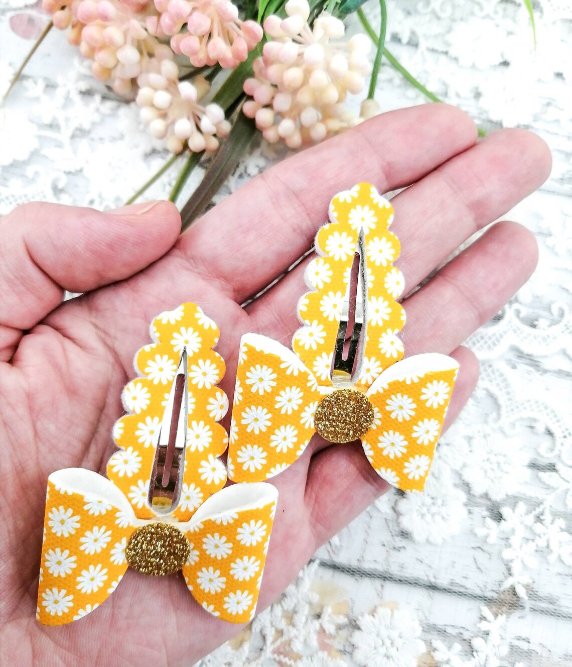Snap Clips Set-small Hair Clips-glitter Snap Clips-daisy Hair Clips ...