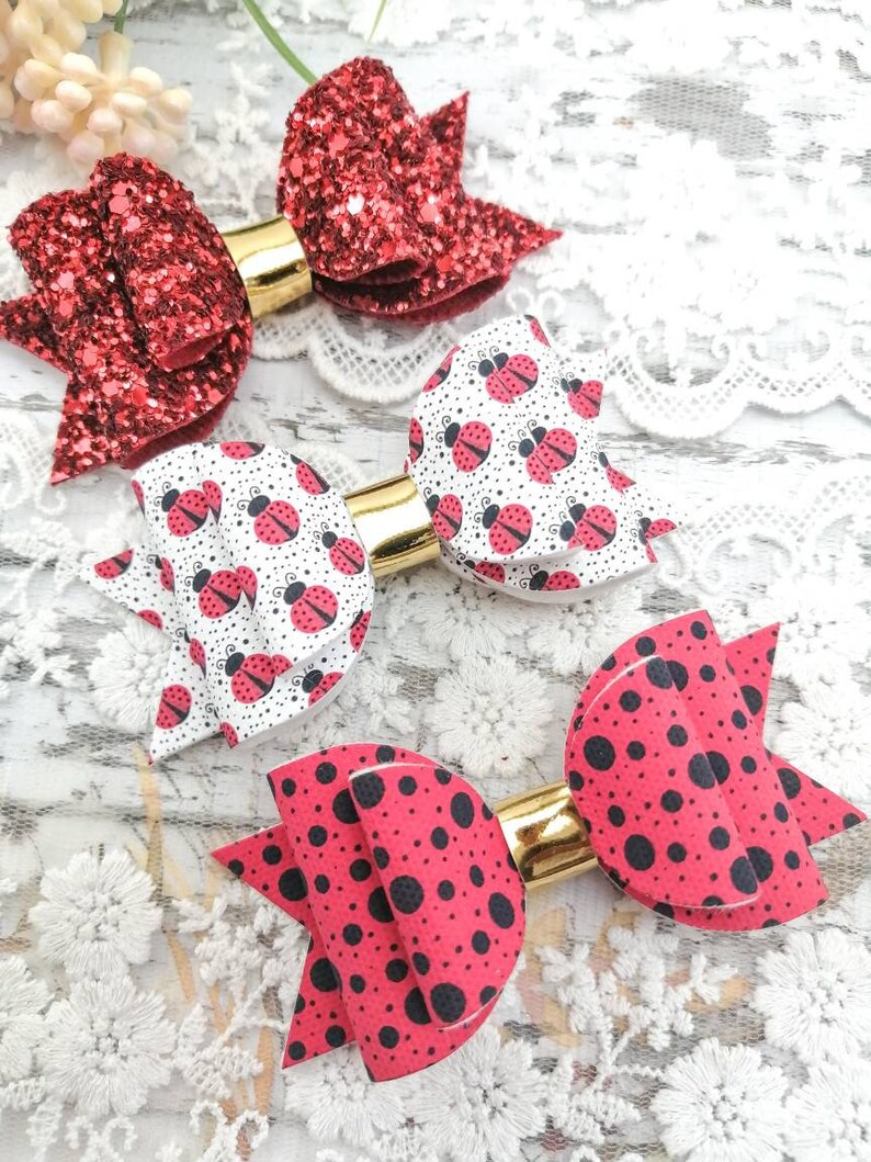 Red and Black Hair Bows-ladybug Hair Clips-set of Hair - Etsy
