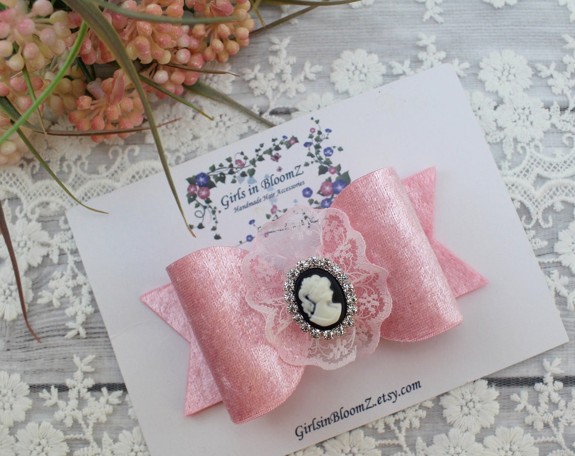 Girls Pink Hair Bow/pink Hair Bow Headband/vintage Pink Hair | Etsy