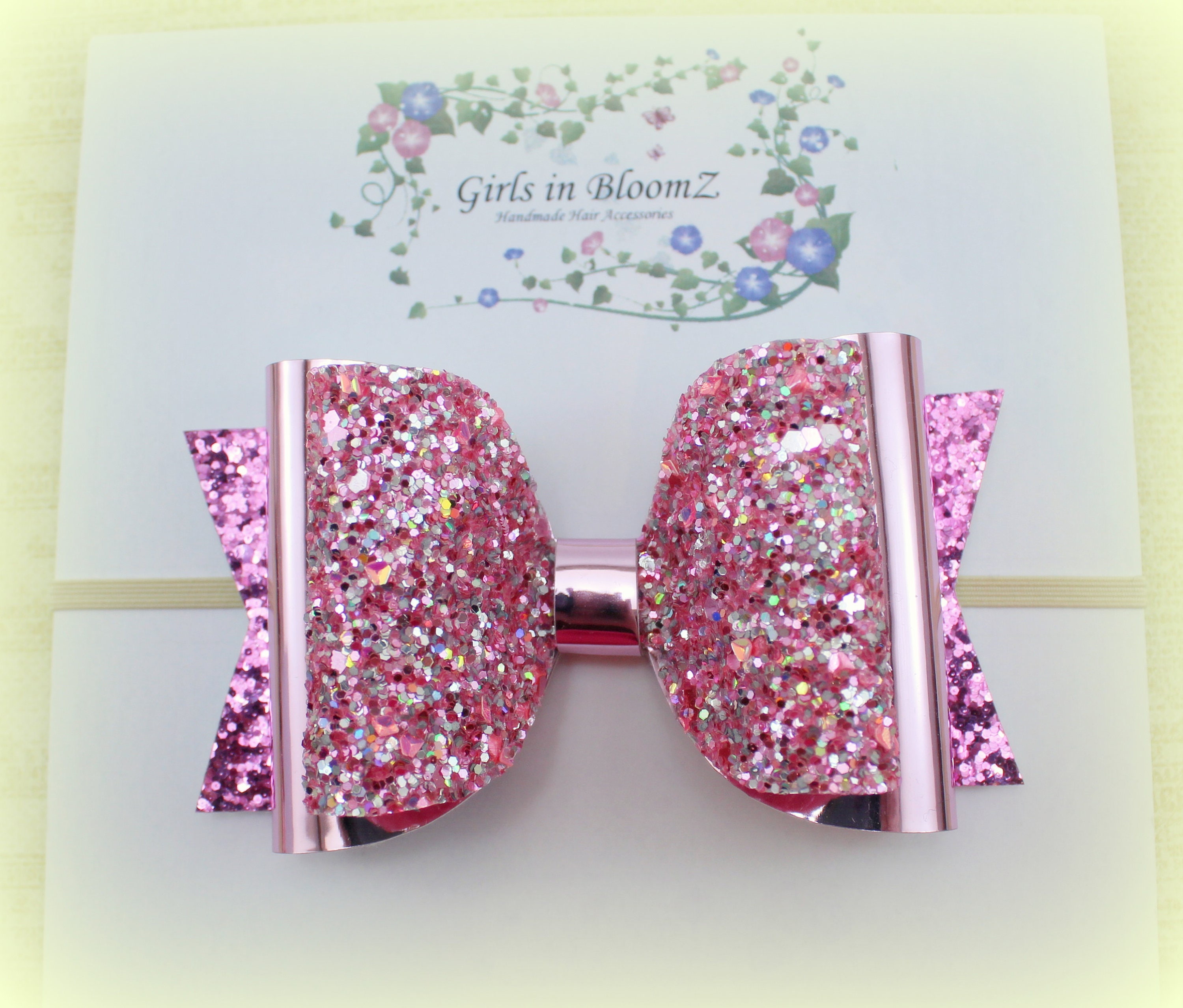 Large Pink Glitter Hair Bow/girl's Hair Bow/pink Bow - Etsy