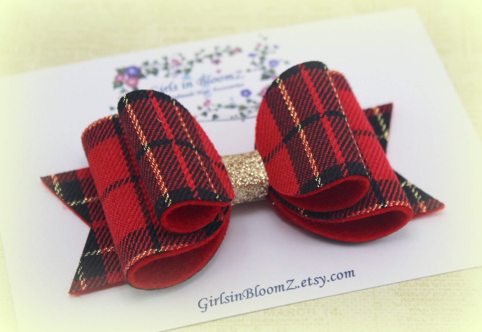 Red Tartan Hair Bow/christmas Hair Bow/toddler Bow | Etsy
