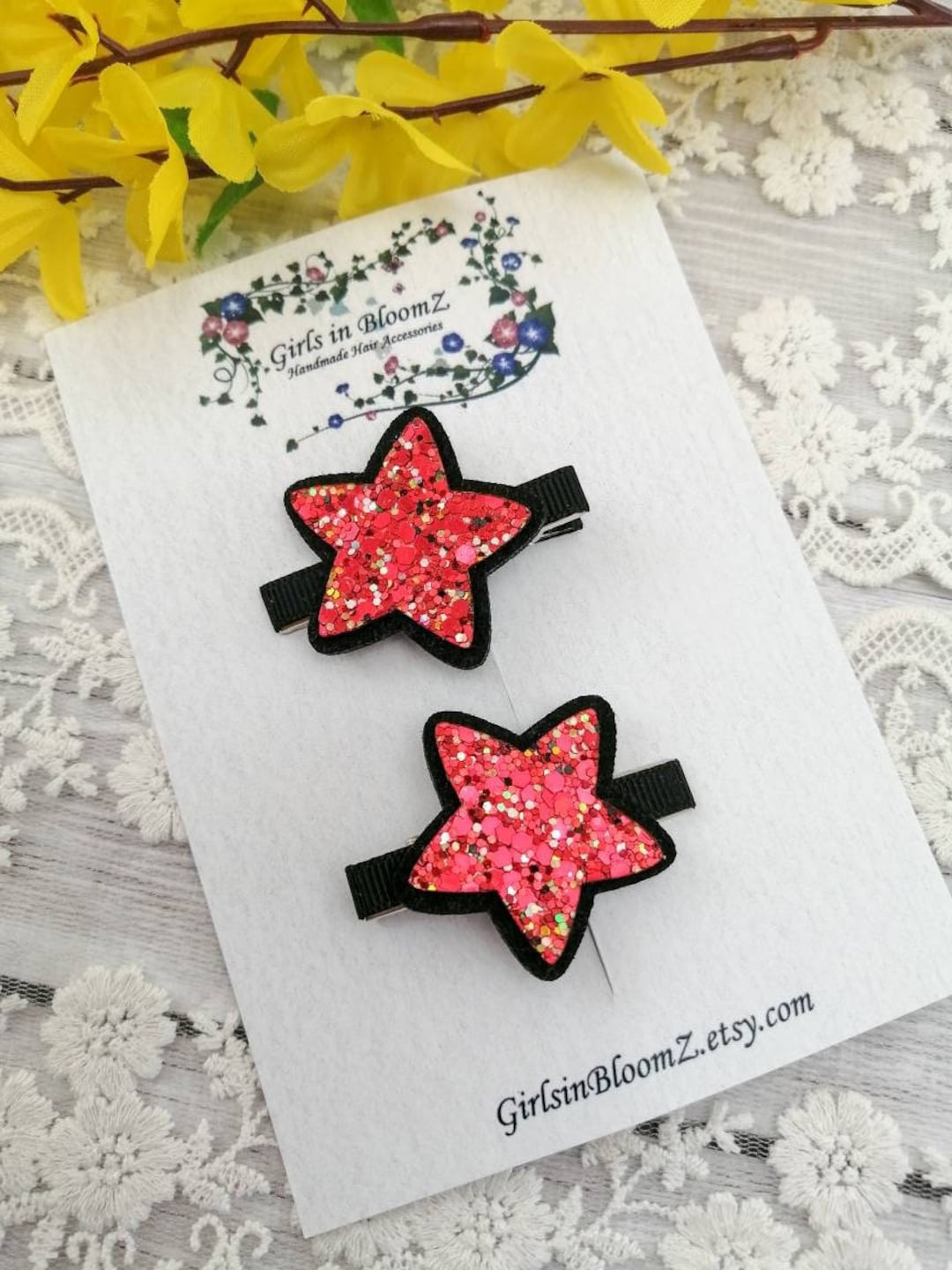 Glitter Star Hair Clips/girl's Small Hair Clips/sparkly Hair Clips/star ...