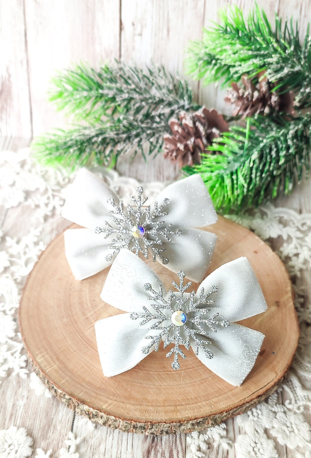 Snowflake Hair Bows-winter Hair Bows-christmas Hair Bows-christmas Hair ...