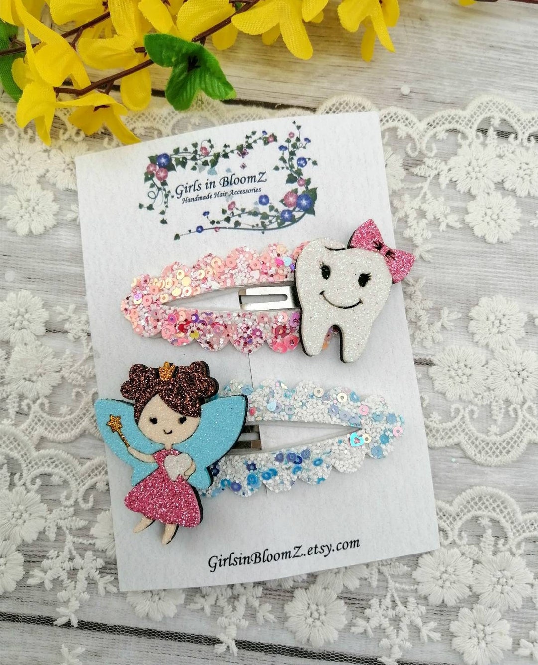 Tooth Fairy Hair Clip-large Snap Clip Set-glitter Snap Clips-fringe ...
