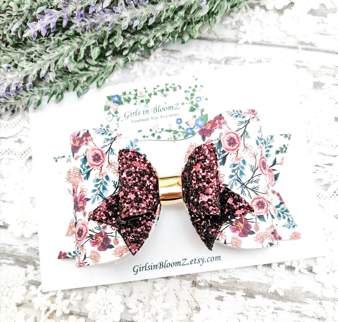 Autumn Hair Bow/fall Hair Bows/girls Hair Bows/glitter Bows/floral Bow ...