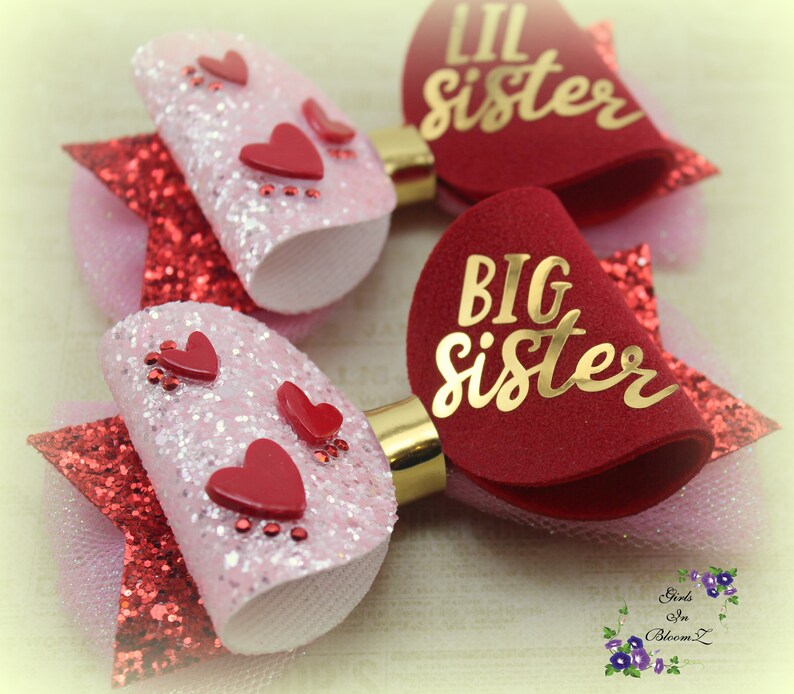 Big Sister and Little Sister Matching Bows/valentine's Day - Etsy