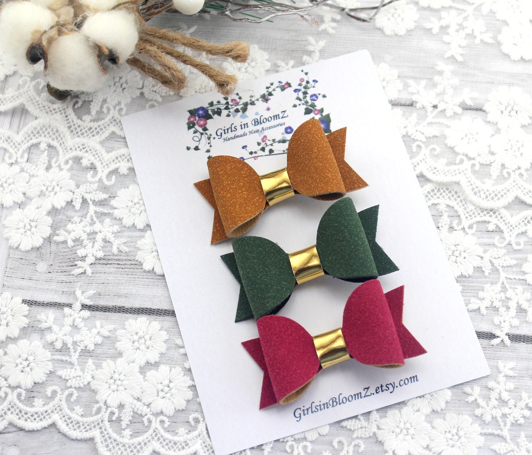 Small Hair Bows/girls Fringe Hair Clips/fall Color Hair Bows/set of 3 ...