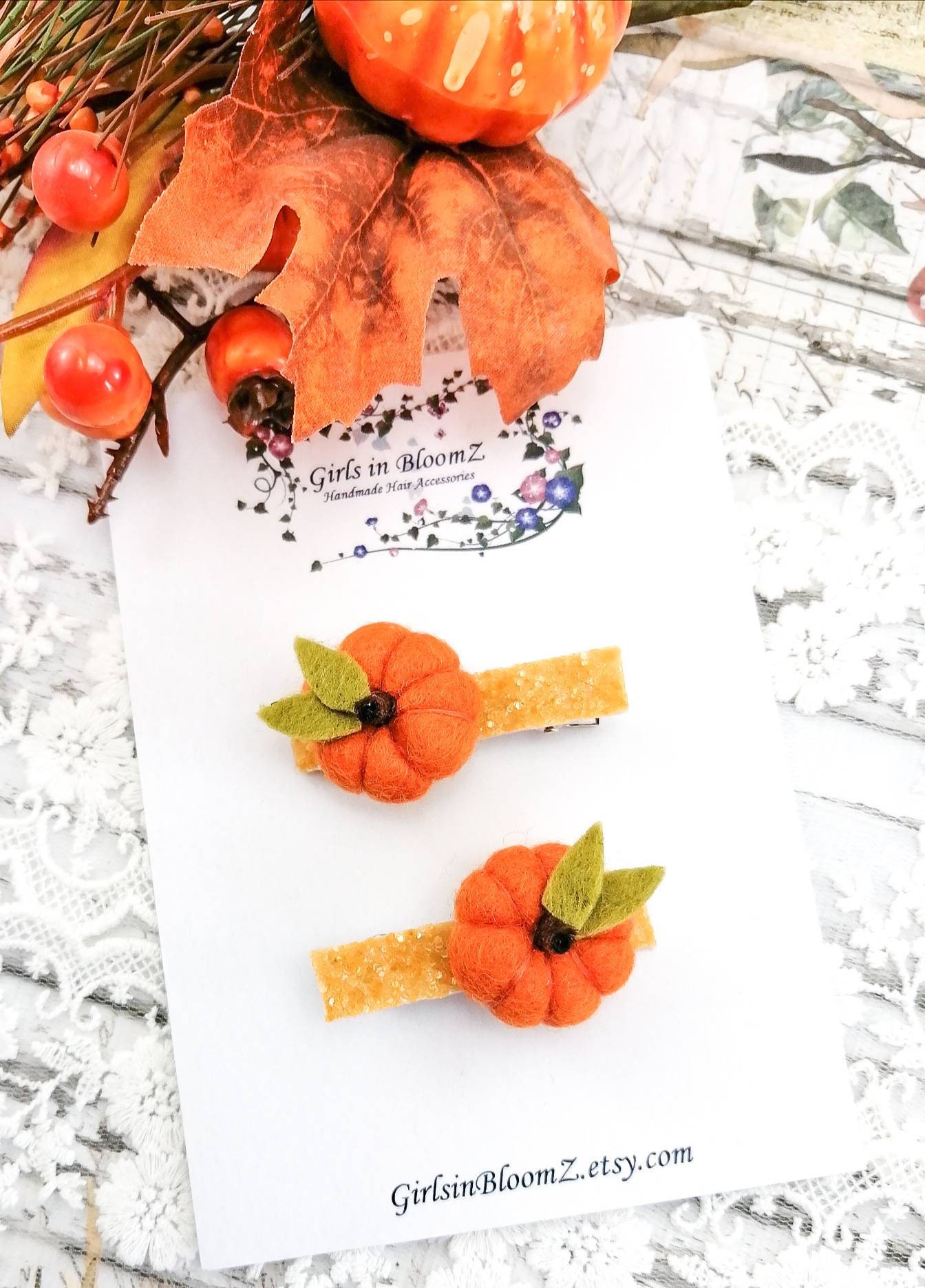 Pumpkin Hair Clips: Set of 2 Halloween Hair Accessories - Etsy