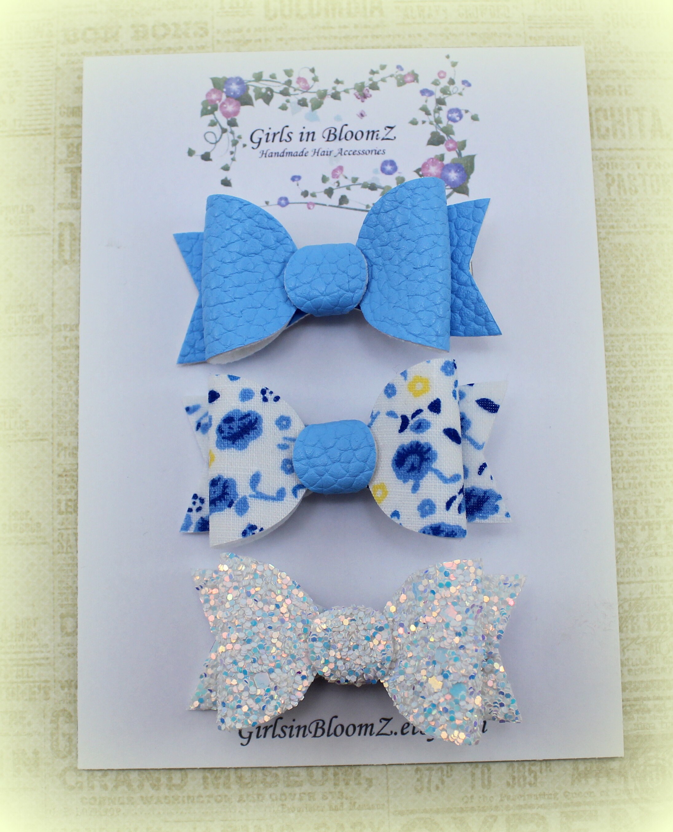 Small Hair Bows/girls Hair Bows/blue Hair Bows/gift for - Etsy
