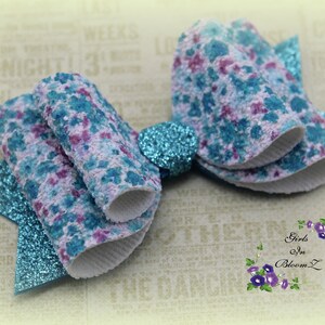 Girls Teal Blue Hair Bow/girl's Glitter Hair Bow/teal Bow Headband ...