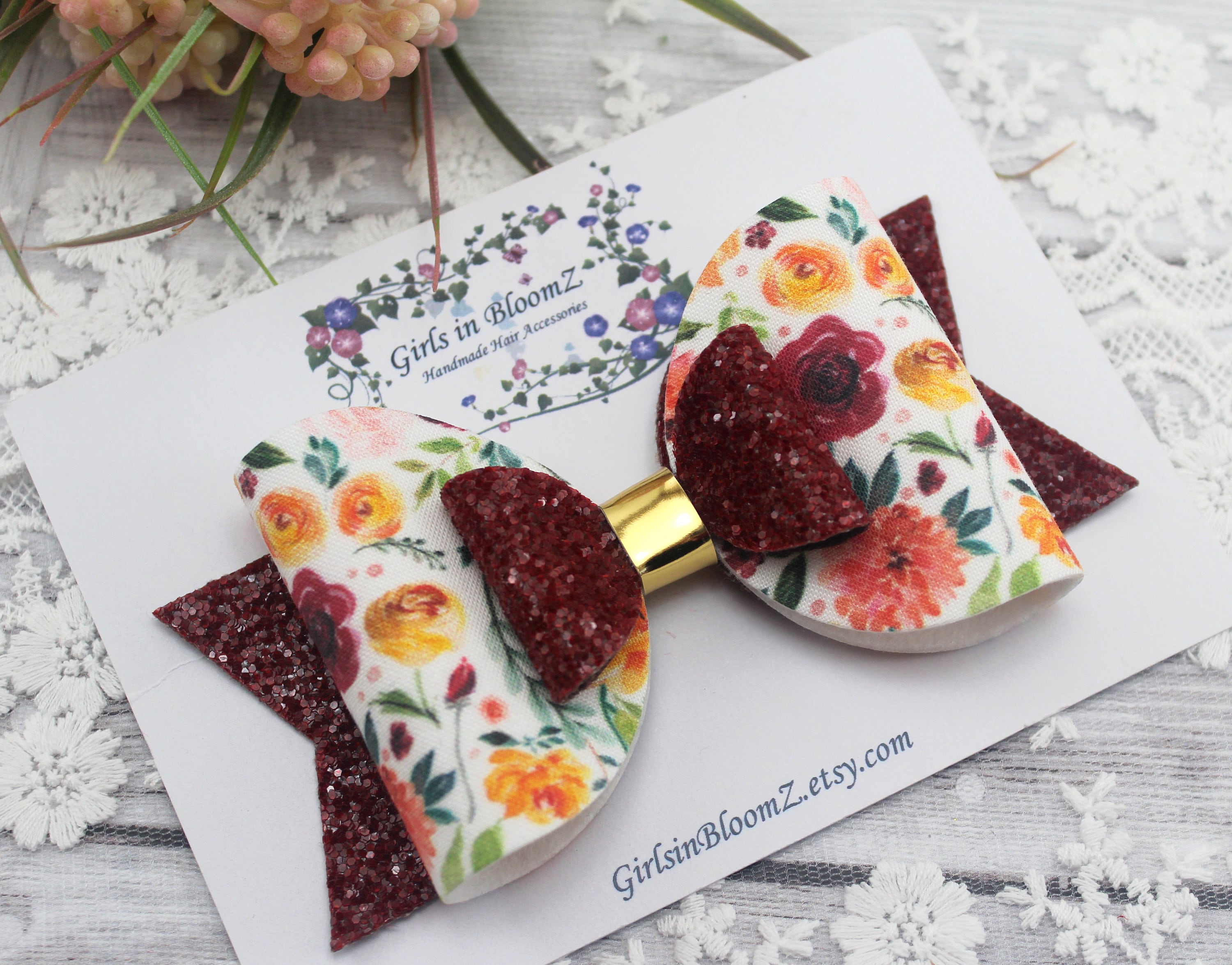 Autumn Hair Bow/fall Hair Bows/girls Hair Bows/glitter - Etsy