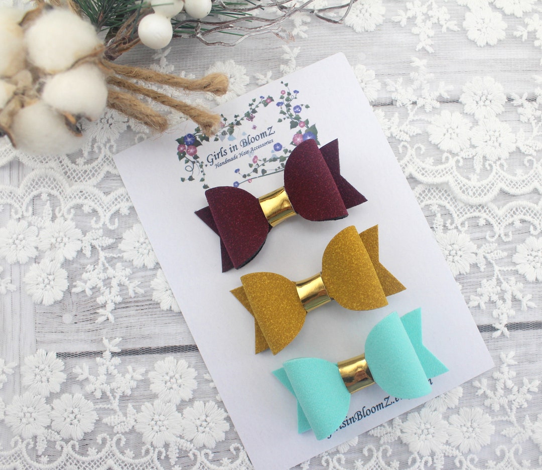 Girls Hair Bows Set: Fall Colors, Fringe Clips (set of 3) - Etsy