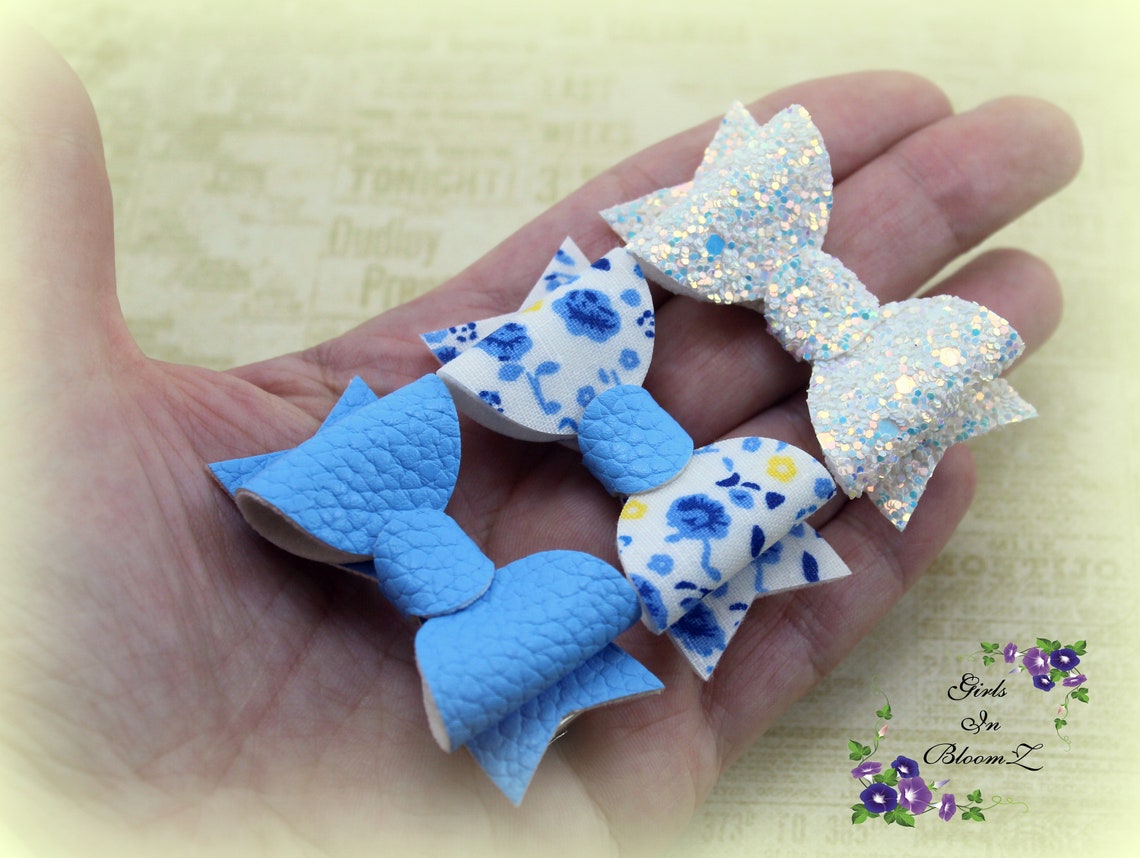 Small Hair Bows/girls Hair Bows/blue Hair Bows/gift for - Etsy
